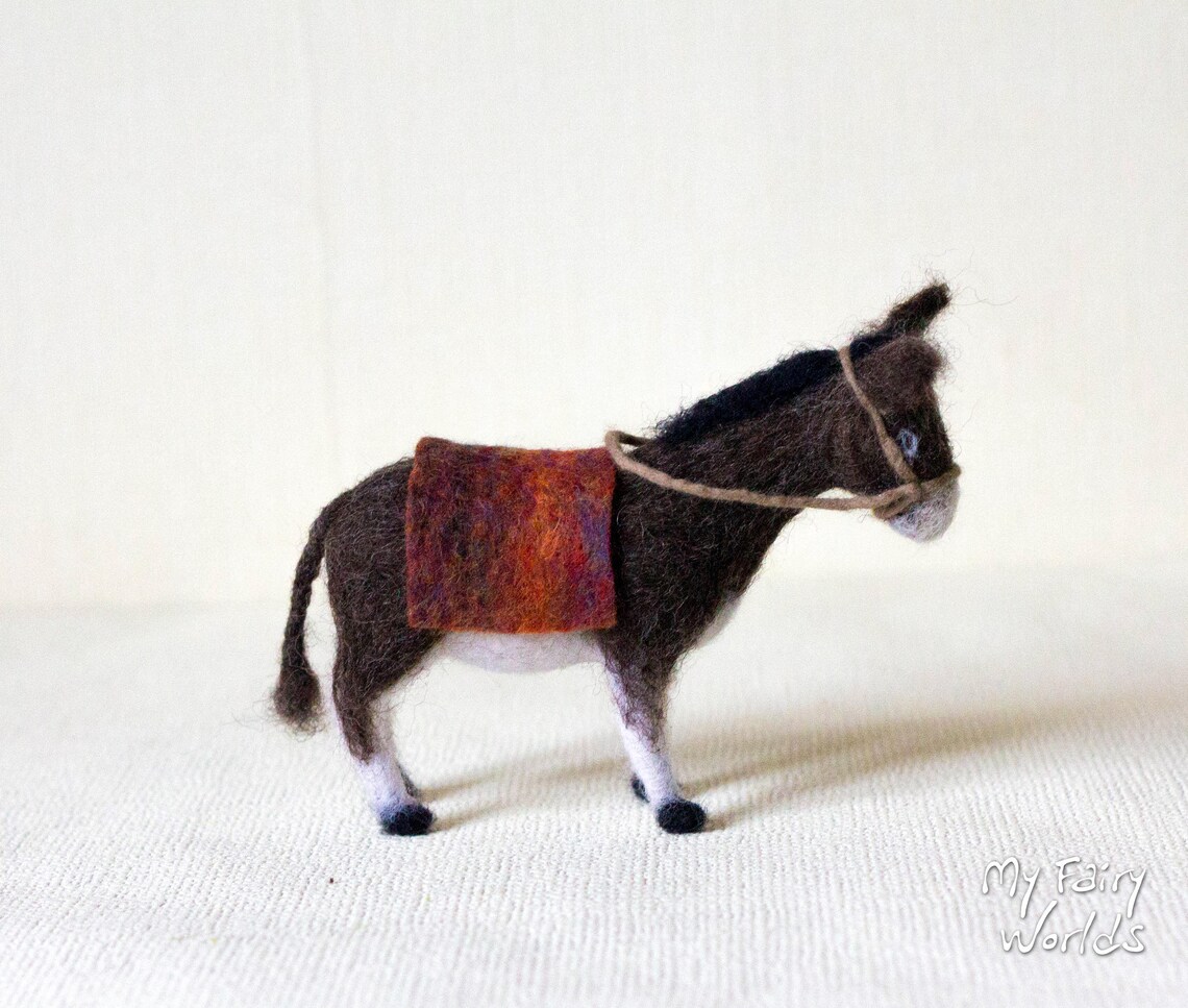 Needle Felted Donkey. Nativity Donkey. Natural Toy. Soft - Etsy