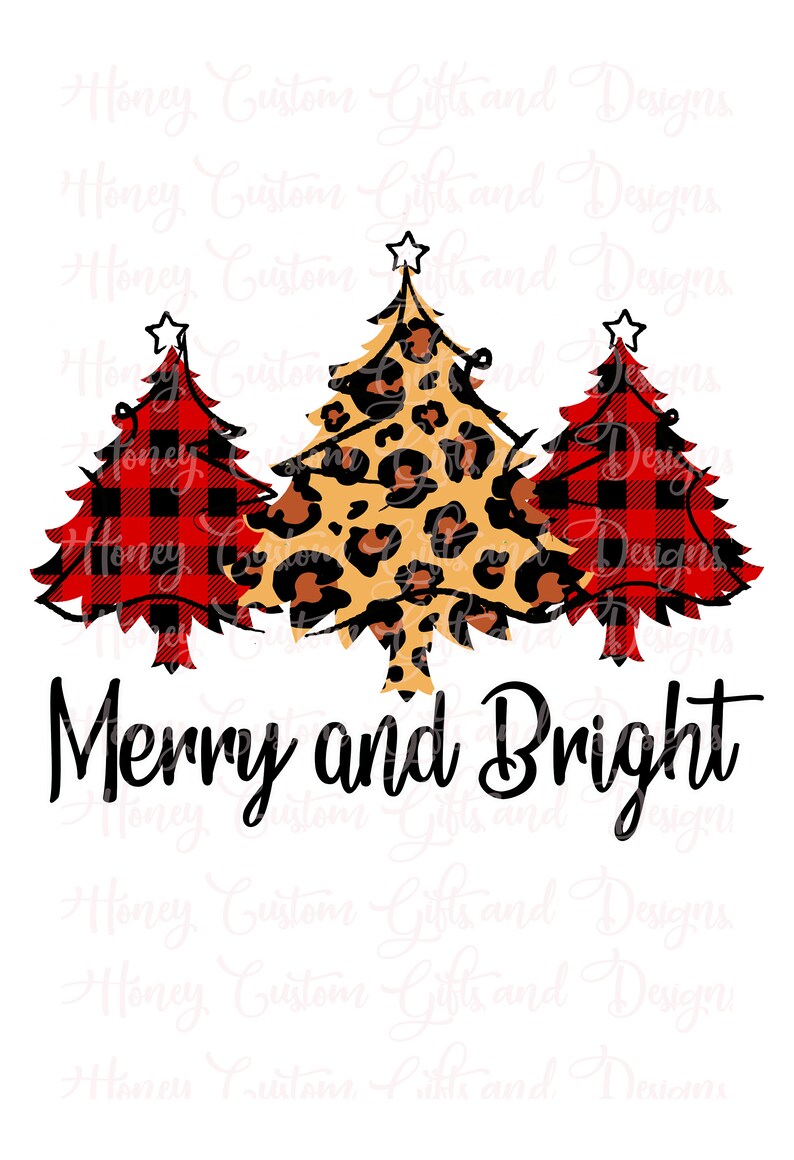 Buffalo Plaid and Cheetah Christmas Tree Merry and Bright PNG - Etsy