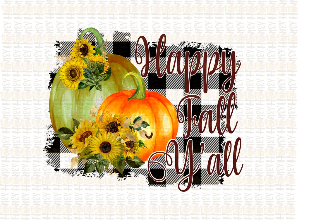 Happy Fall Y'all Plaid and Pumpkins PNG File Please Read Description - Etsy