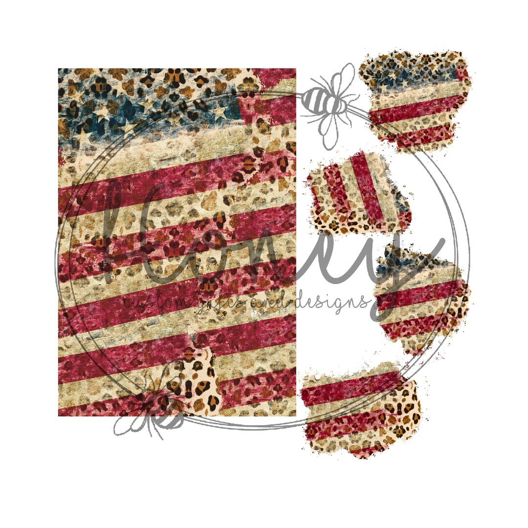 Distressed Cheetah American Flag Pattern and Patches Digital PNG File ...