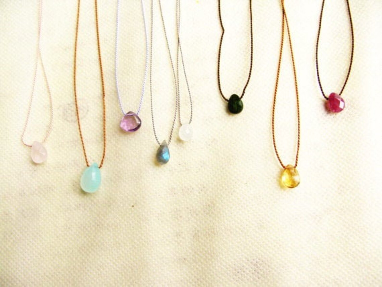 Tiny Gem Drop Necklace-minimalist Rose Quartz Drop Necklace in - Etsy