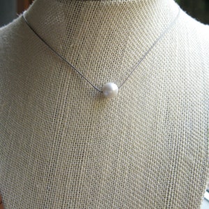 Simple Pearl and Silk Thread Necklace-minimalist Silver Pearl - Etsy