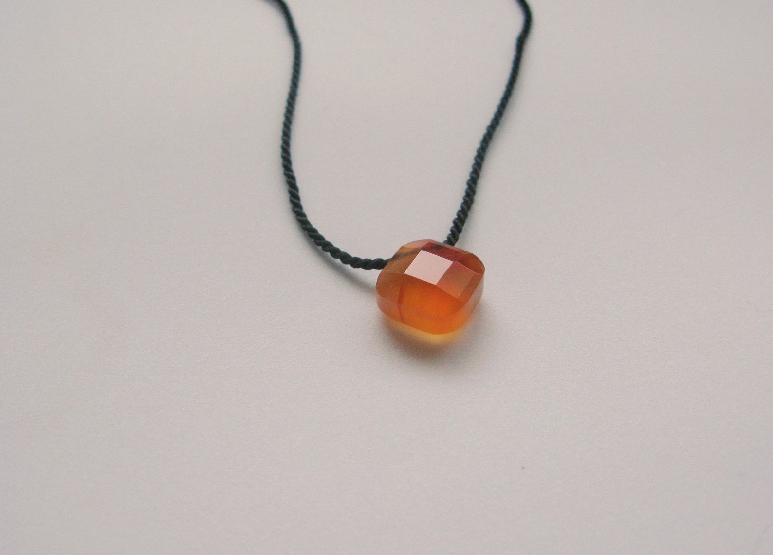 Tiny Gem Drop Necklace-carnelian Drop Necklace in Silk - Etsy