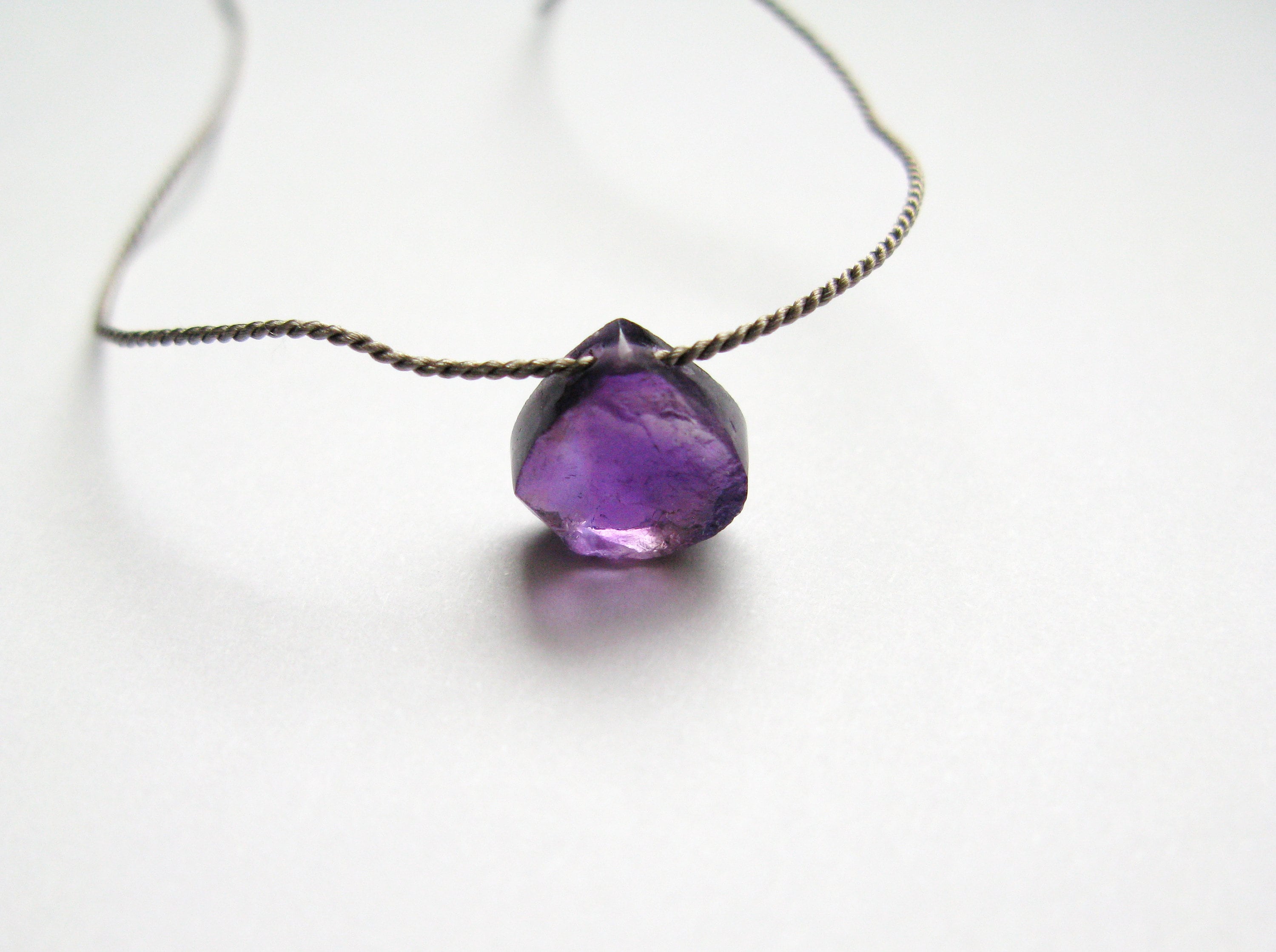 Raw gem drop necklace-minimalist amethyst drop necklace in | Etsy