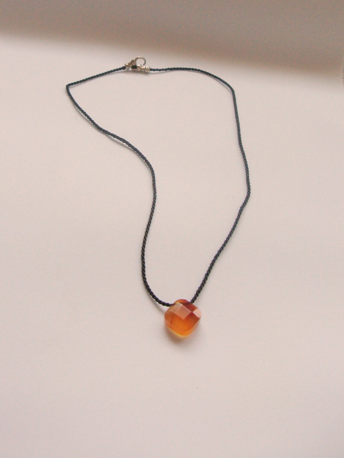 Tiny Gem Drop Necklace-carnelian Drop Necklace in Silk - Etsy
