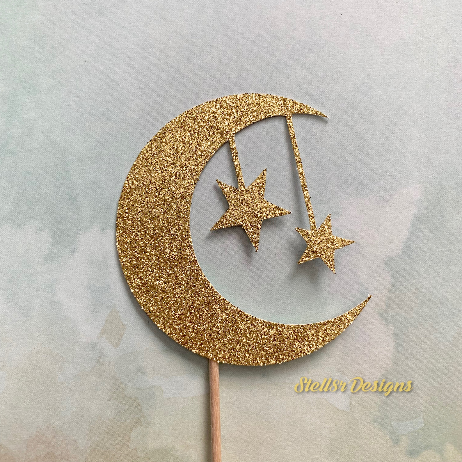 Moon Stars CUPCAKE Toppers Dessert Toppers Gold Glitter - Etsy