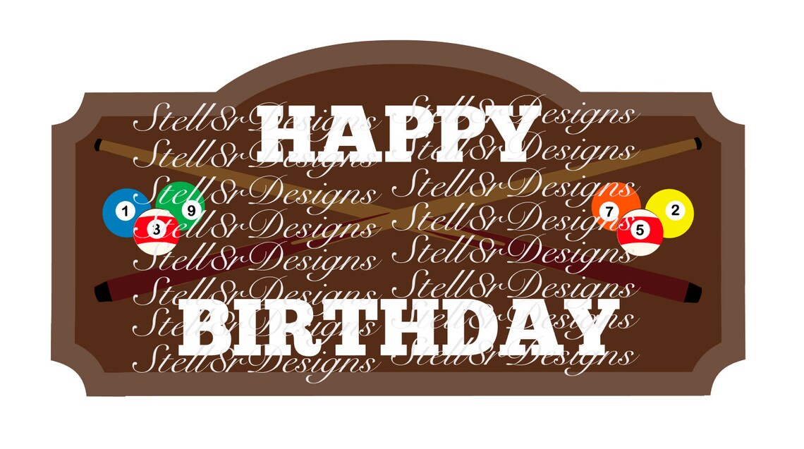 Billiard Happy Birthday Topper SVG PDF Digital File - Etsy
