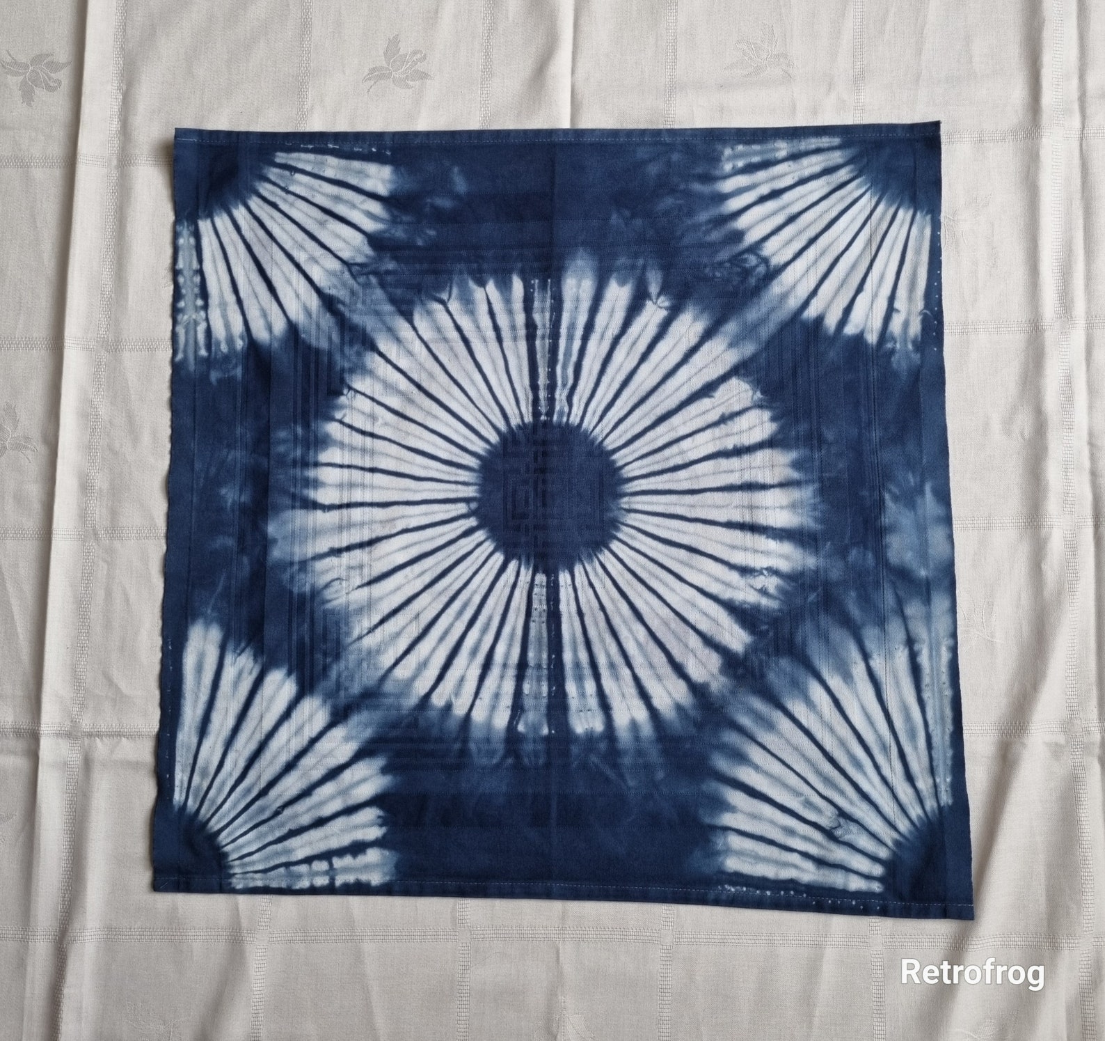 Stunning Shibori / Indigo Square Table Dressing Mat / Cloth Beautiful ...