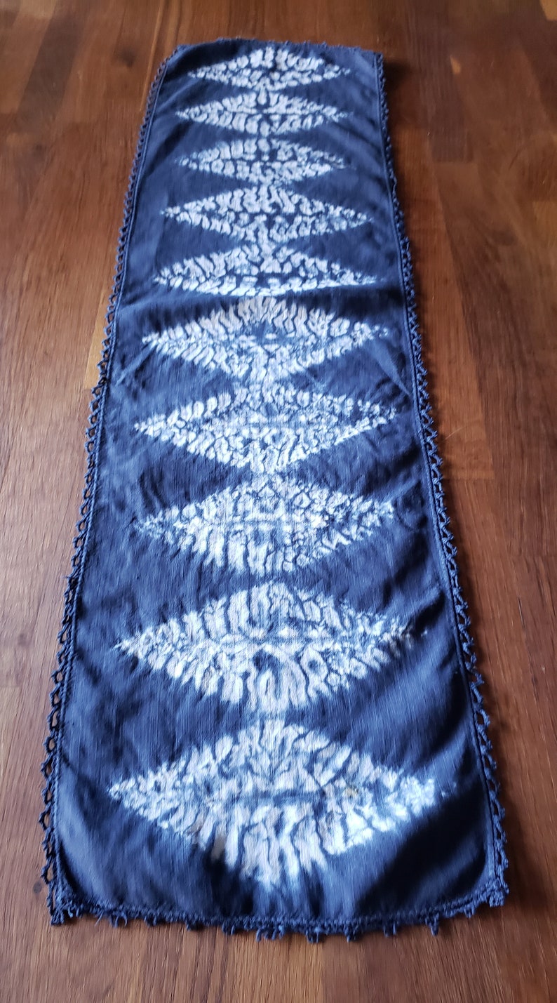 Shibori / Indigo Small Table Runner on Upcycled Vintage Hand Made Linen ...