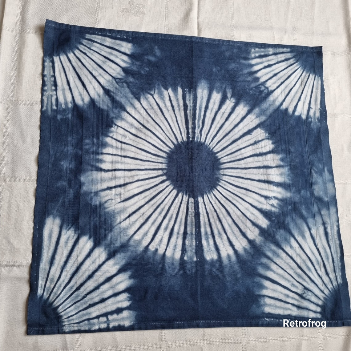 Stunning Shibori / Indigo Square Table Dressing Mat / Cloth Beautiful ...