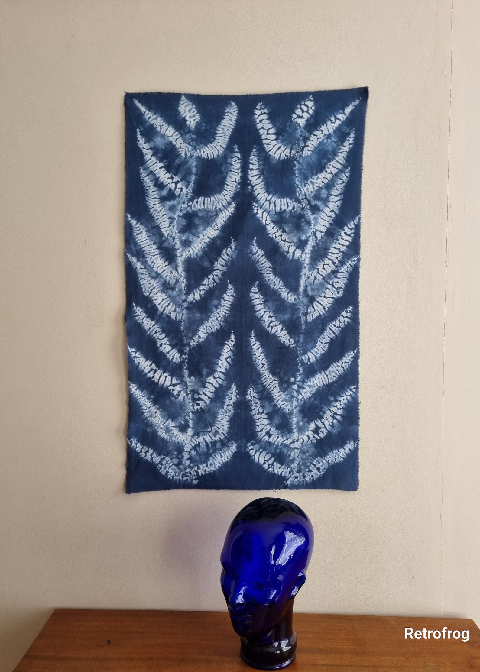 Handmade Shibori Indigo Blue Wall Art Hanging Tapestry "floating Leaves ...