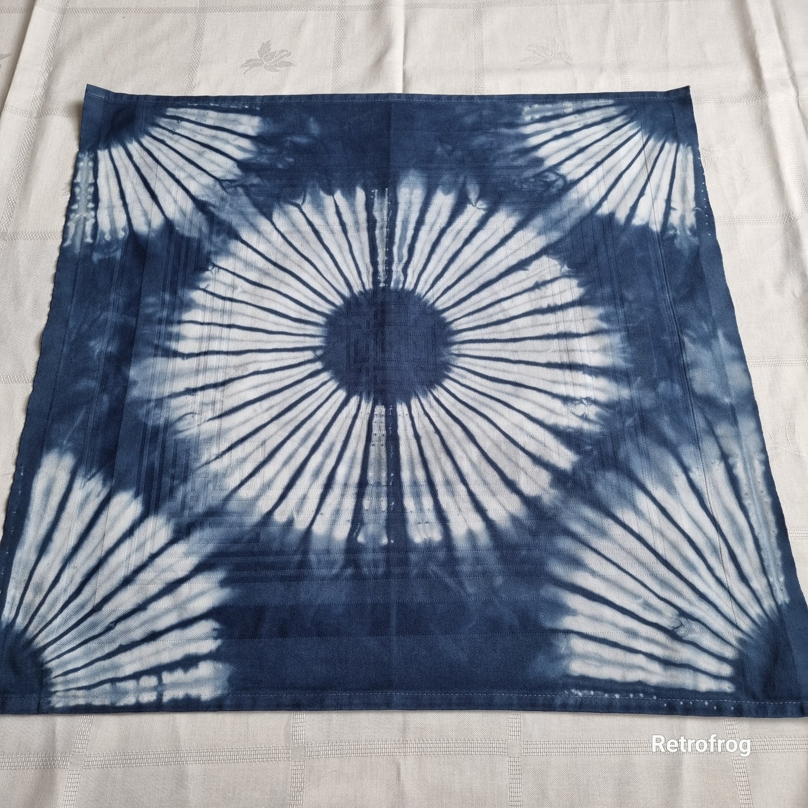 Stunning Shibori / Indigo Square Table Dressing Mat / Cloth Beautiful ...