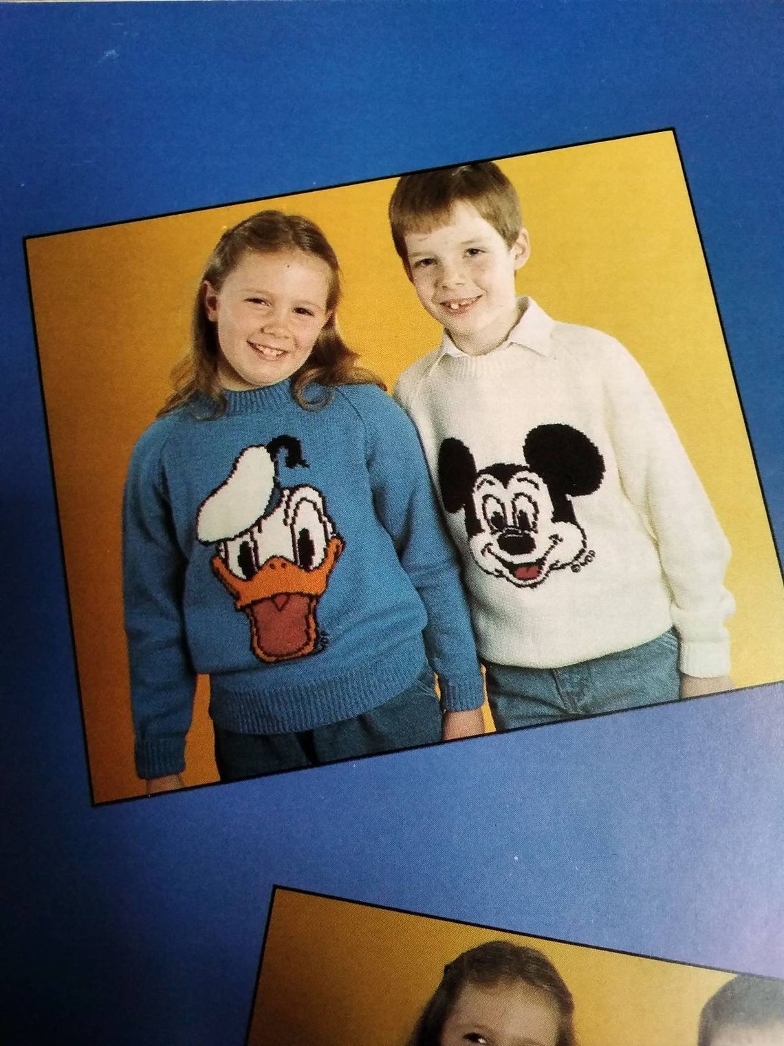 Vintage 1986 Walt Disney Intarsia Cartoon character knitting | Etsy