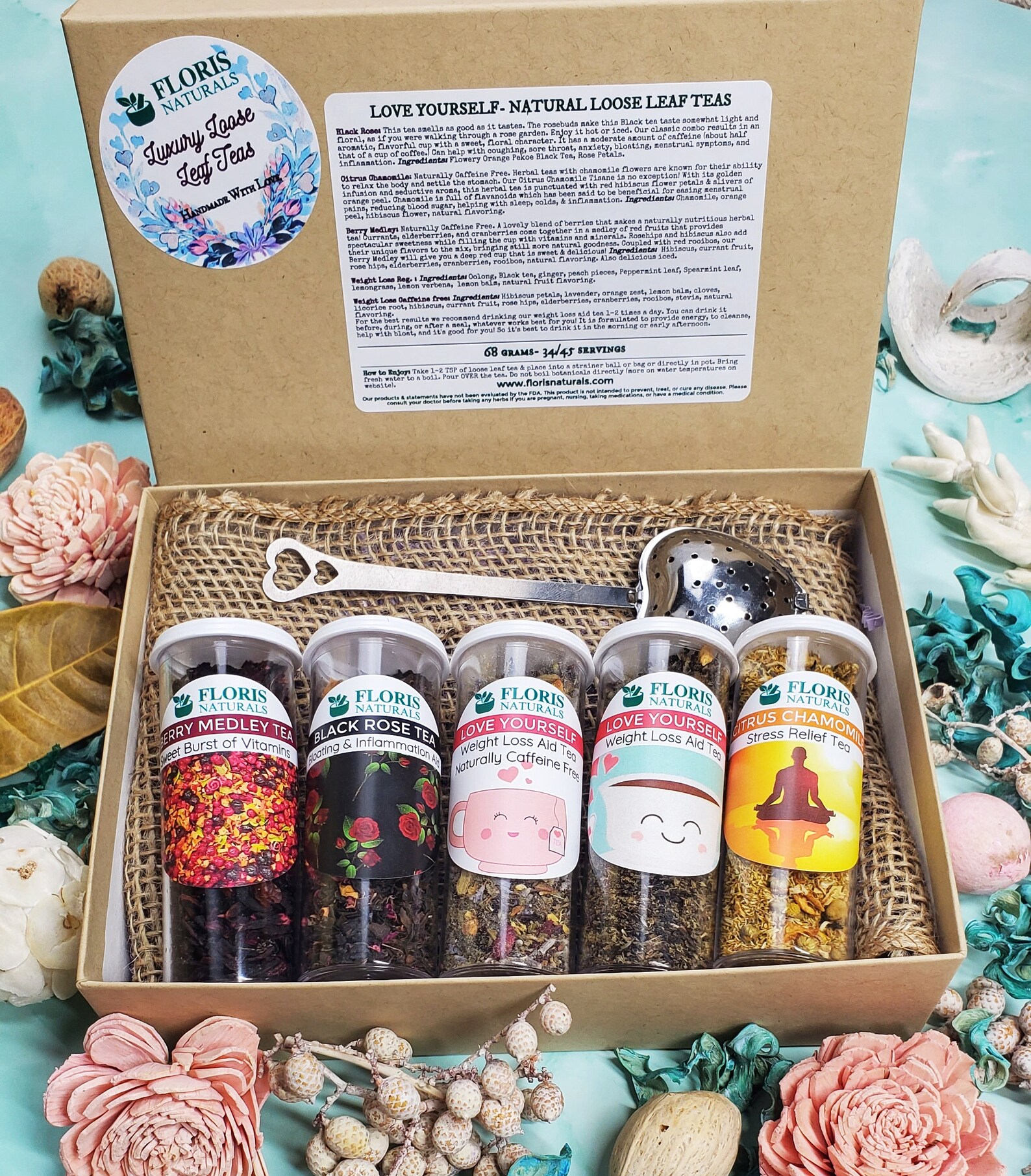 Tea Gift Box Self Love Tea Box, Loose Leaf Tea Sampler Gift Set, Tea ...