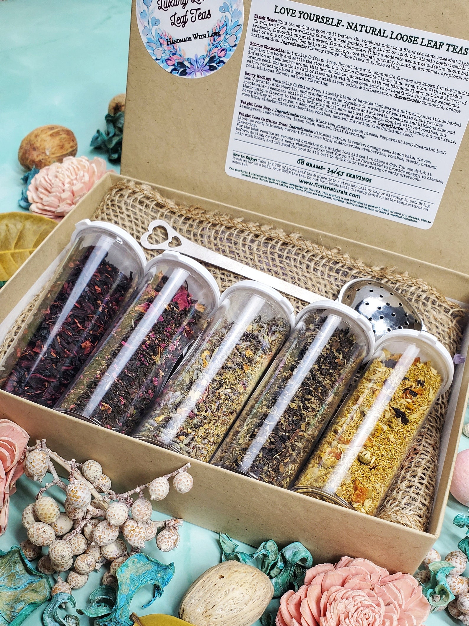 Tea Gift Box Self Love Tea Box, Loose Leaf Tea Sampler Gift Set, Tea ...