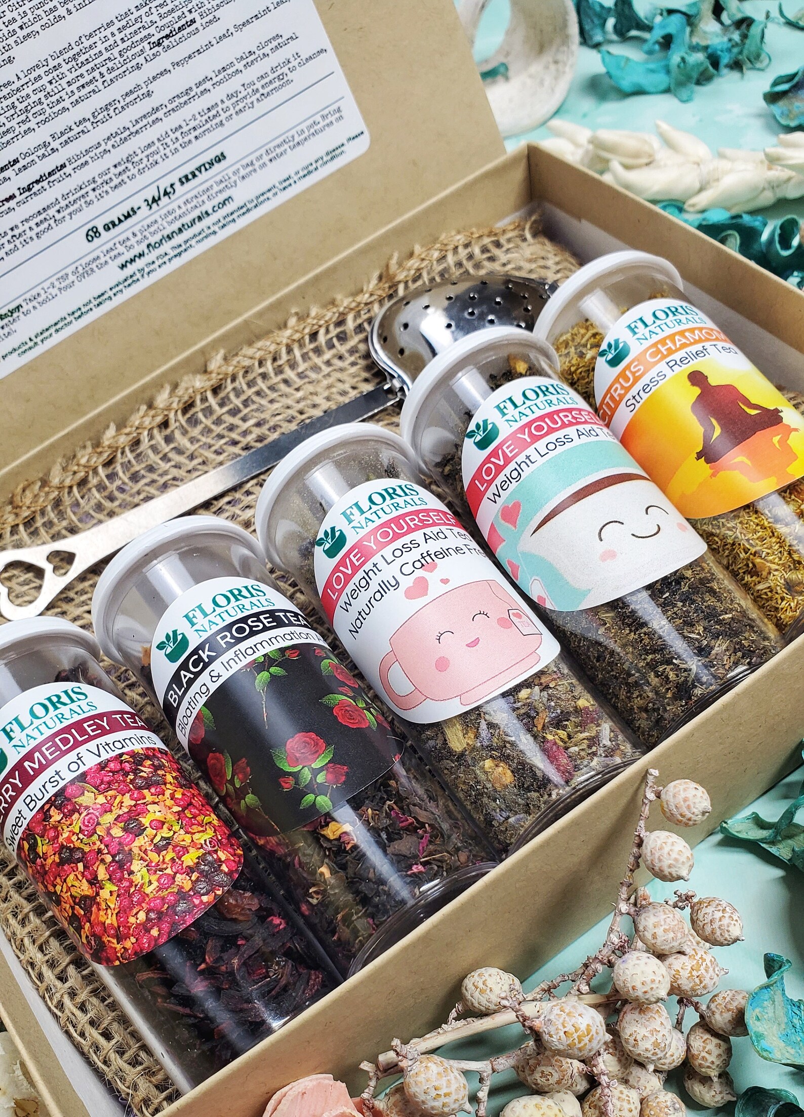 Tea Gift Box Self Love Tea Box, Loose Leaf Tea Sampler Gift Set, Tea ...