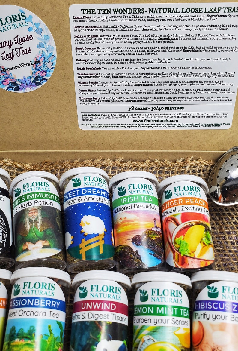 10 Loose Leaf Tea Gift Box Organic Tea Gift Box Tea Sampler | Etsy