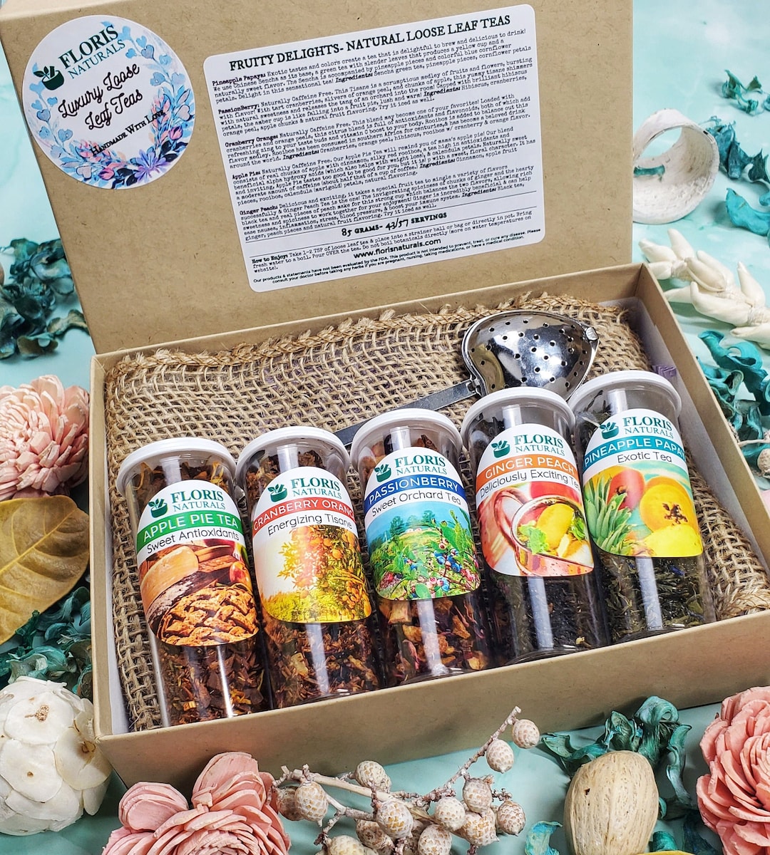 Tea Gift Box - Fruity Tea Box, Organic Loose Leaf Tea, Tea Sampler Gift ...