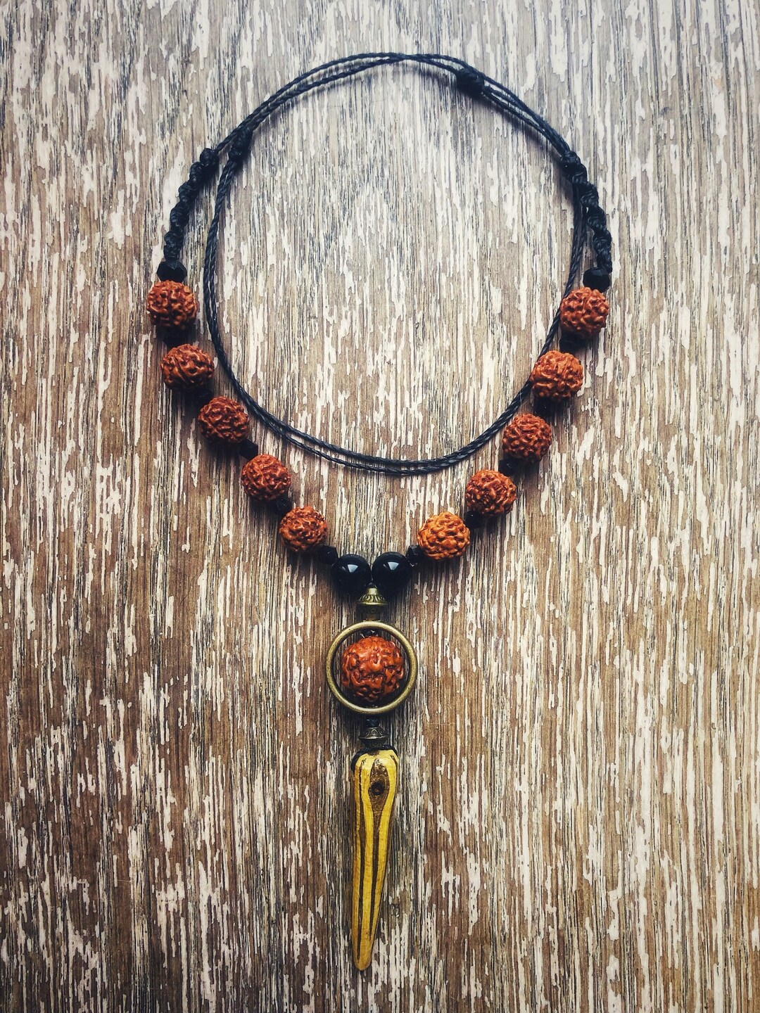 SPECIAL Shipibo Ayahuasca Tooth Vine Talisman Necklace With Onyx ...