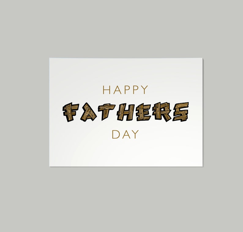 Happy Fathers Day PRINTABLE Greeting Card Wood Typography Minimalist ...