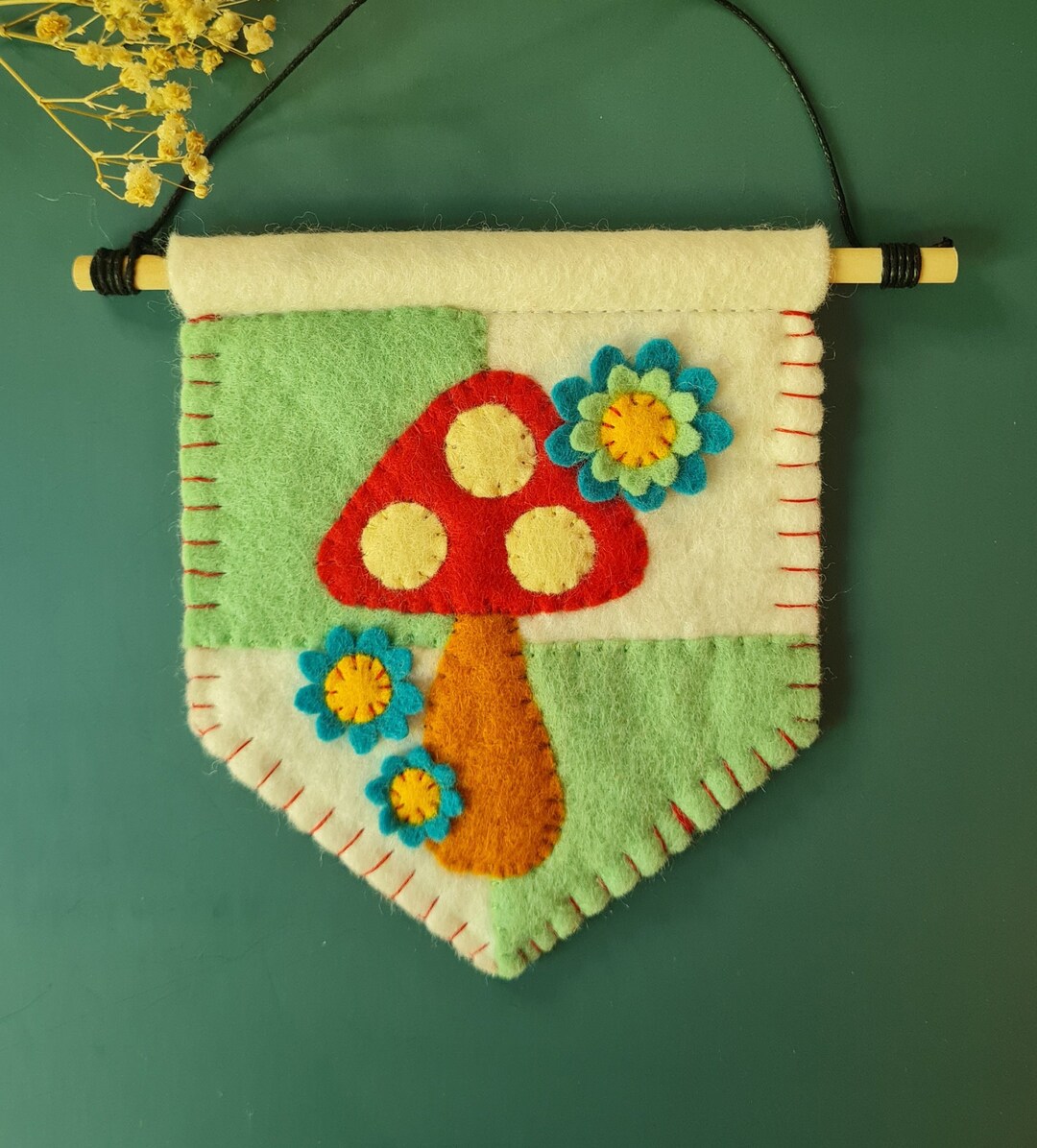 Toadstool Floral Retro Mini Felt Banner Fall Autumn 60s 70s - Etsy
