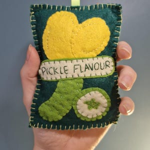 Pickle Flavour Crisps Chips Felt Hanging Decoration Handmade Christmas ...