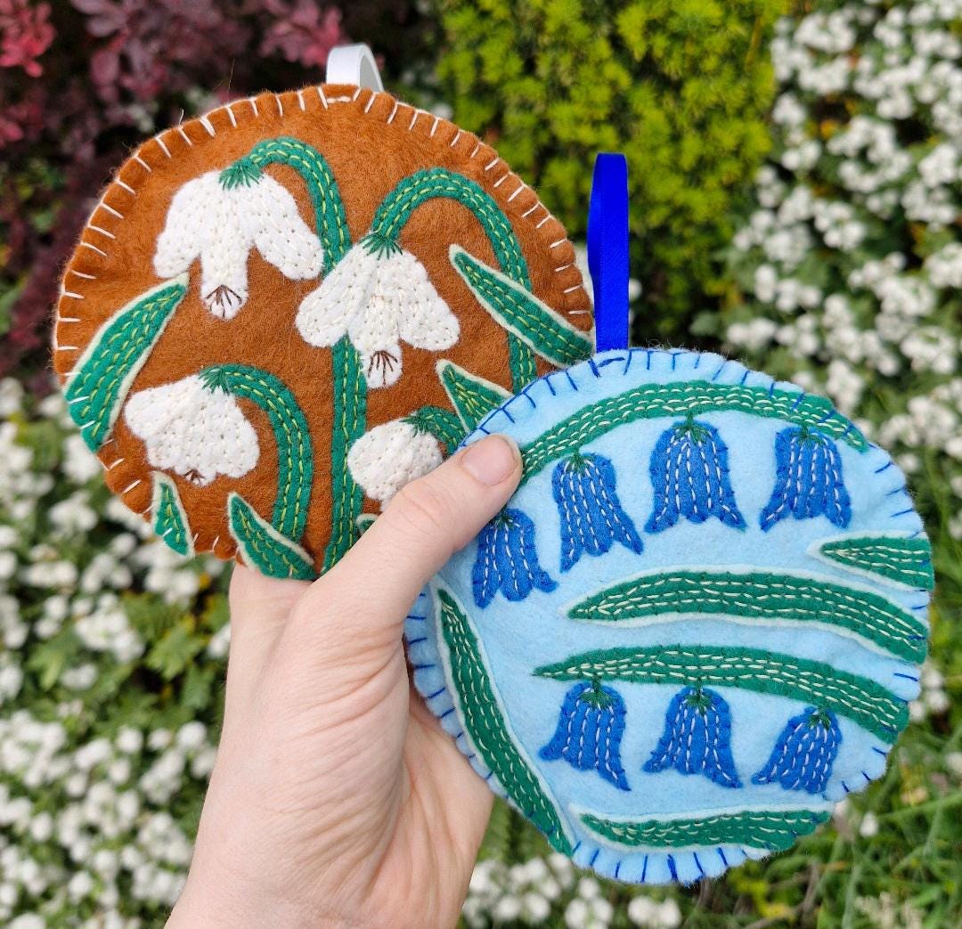 Bluebells and Snowdrops Felt Handmade Felt Hanging Decorations - Etsy UK