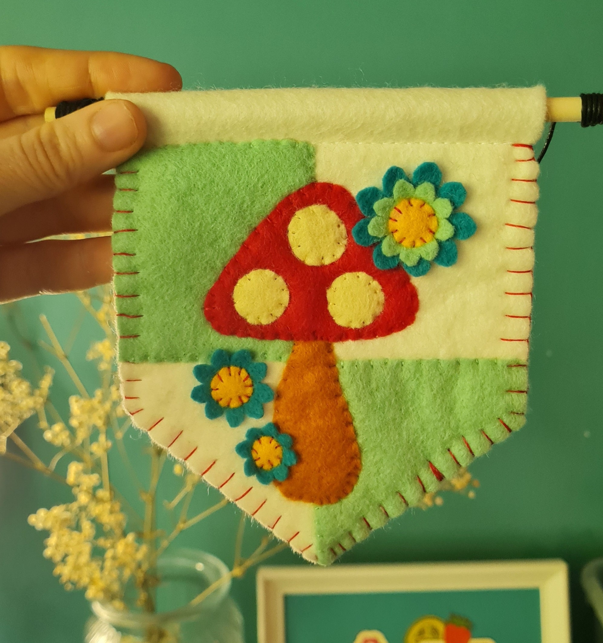 Toadstool Floral Retro Mini Felt Banner Fall Autumn 60s 70s - Etsy