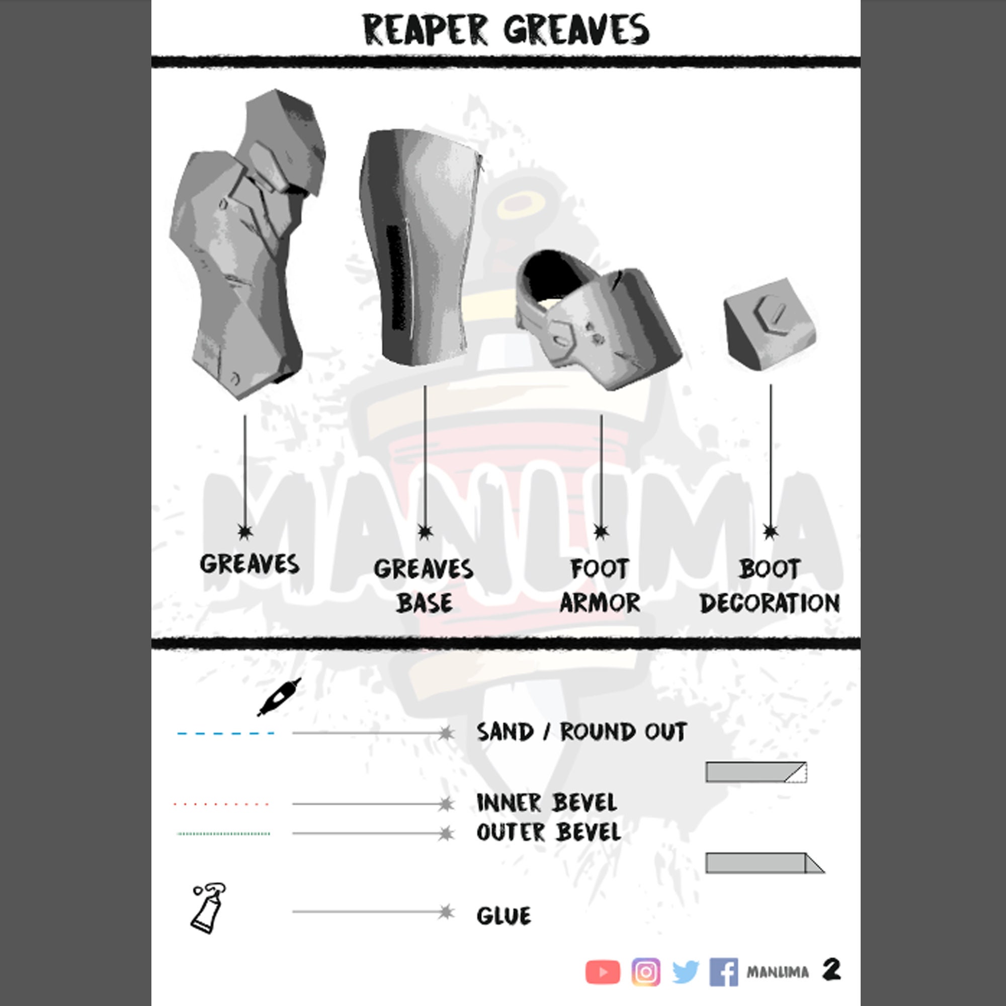 Reaper Overwatch Greaves / digital pattern, Reaper cosplay, Reaper ...