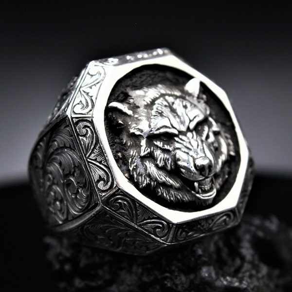 Wolf Ring - Etsy