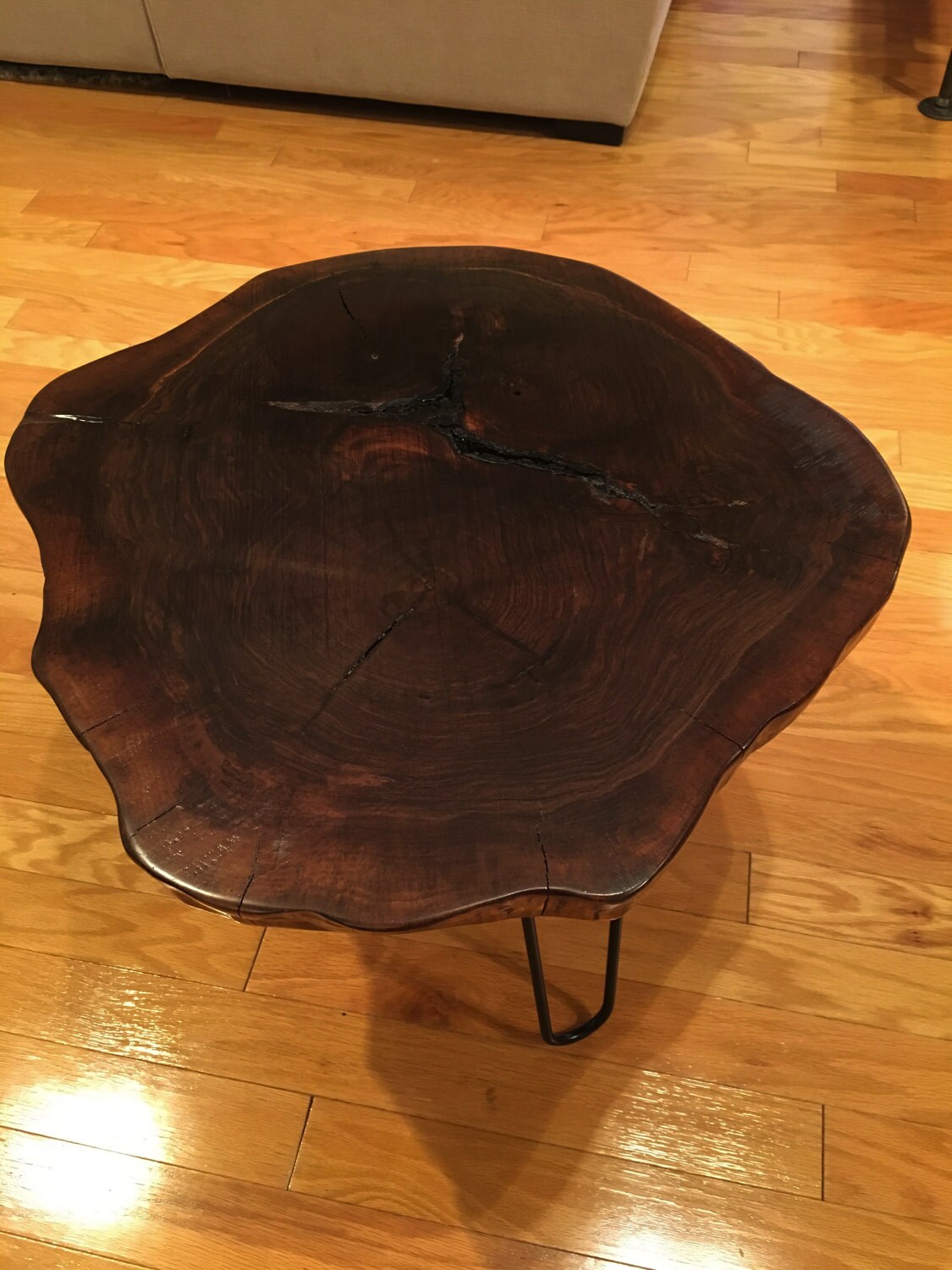 SOLD** Live Edge Round Walnut Coffee Table - Etsy