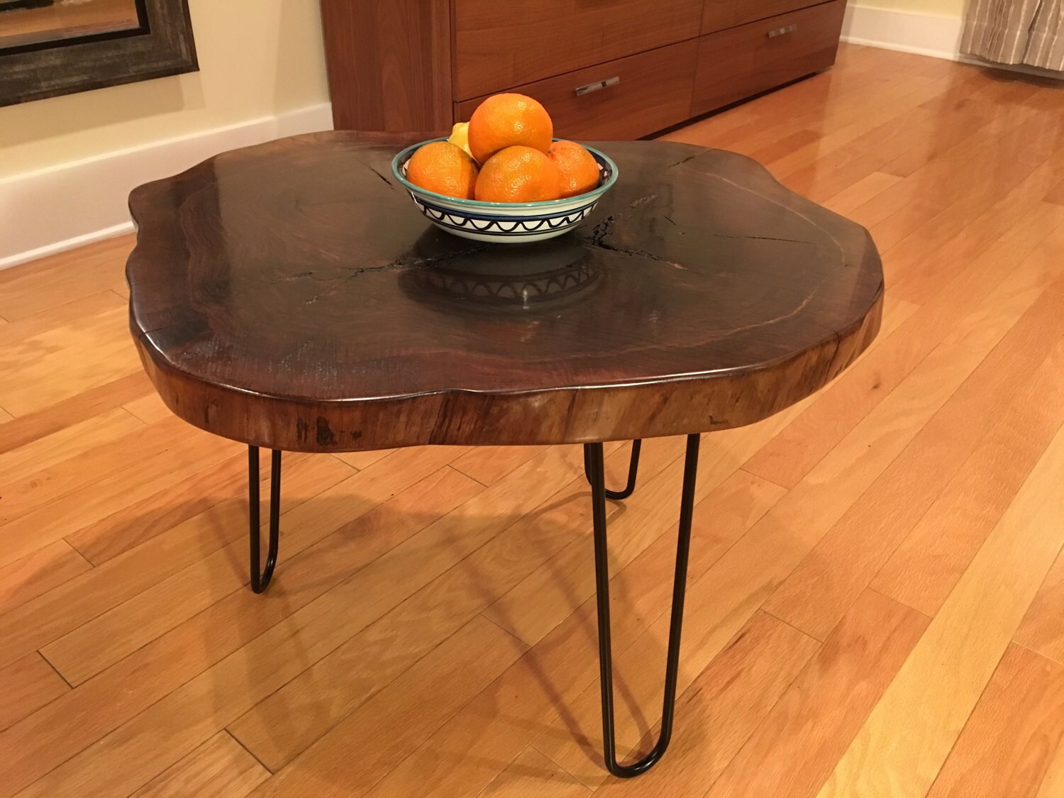 SOLD** Live Edge Round Walnut Coffee Table - Etsy