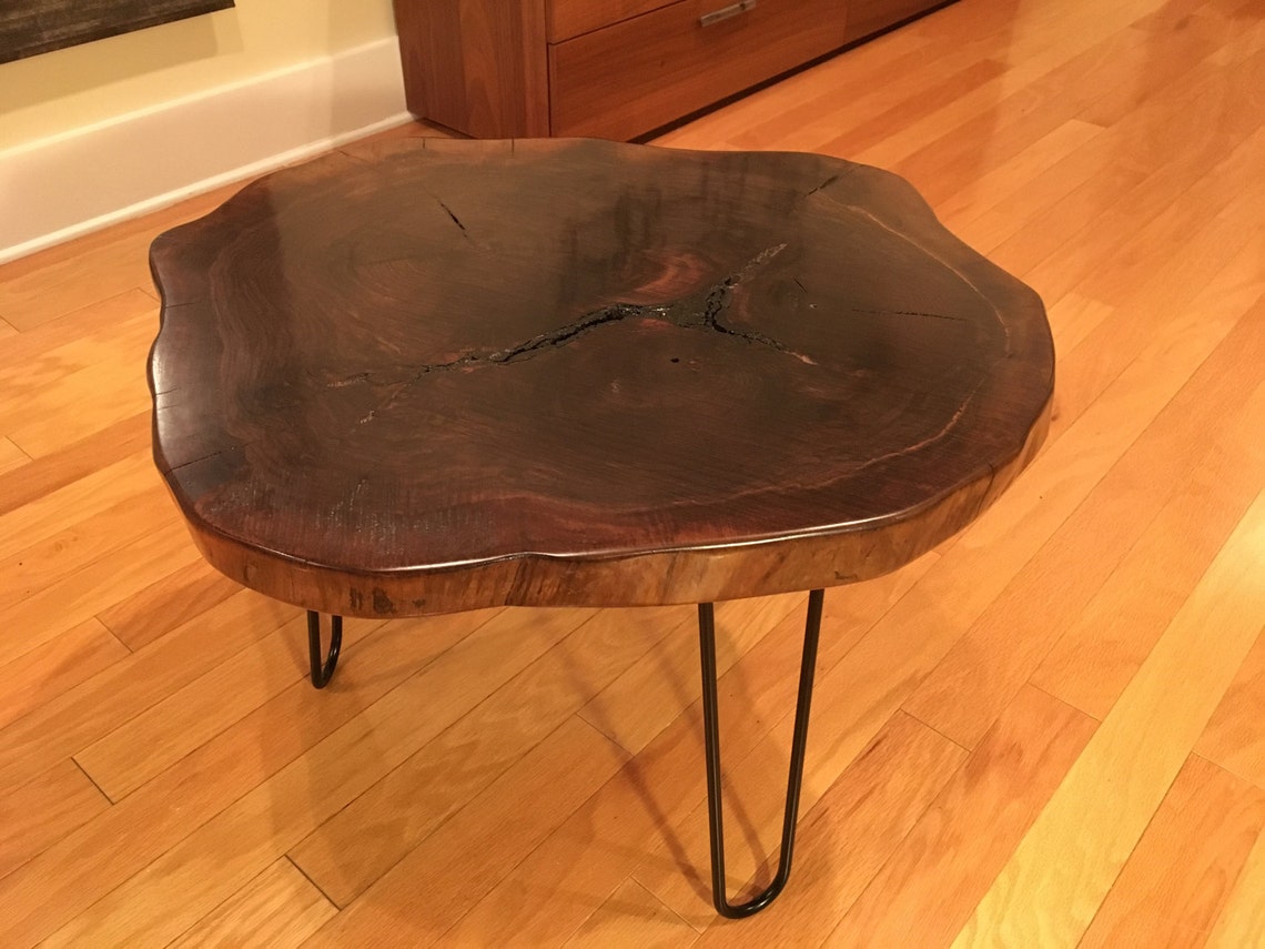 SOLD** Live Edge Round Walnut Coffee Table - Etsy