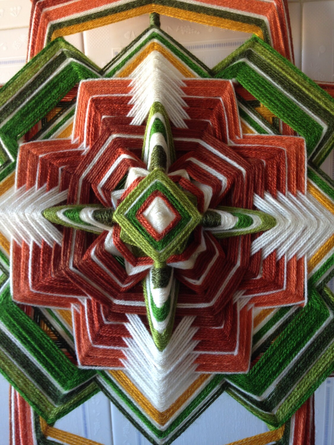 Mandala "earth", Woven Mandala, Yarn Mandala, Huichol Art Ojo De Dios ...