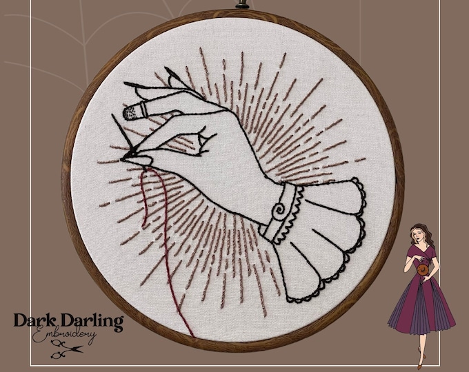 Victorian Sewing Hand Embroidery Pattern - Gothic Tattoo Style Needle ...