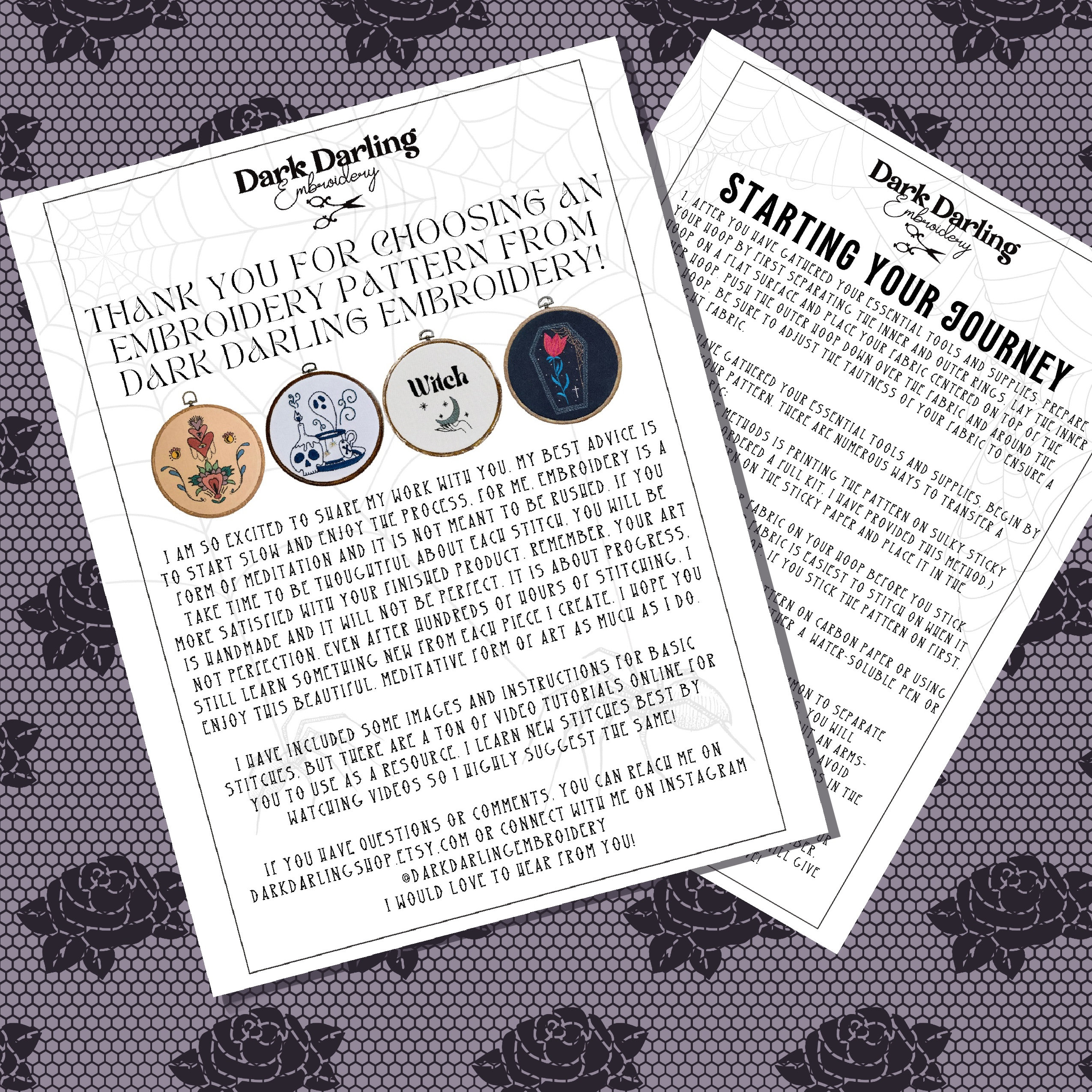 Victorian Sewing Hand Embroidery Pattern - Gothic Tattoo Style Needle ...