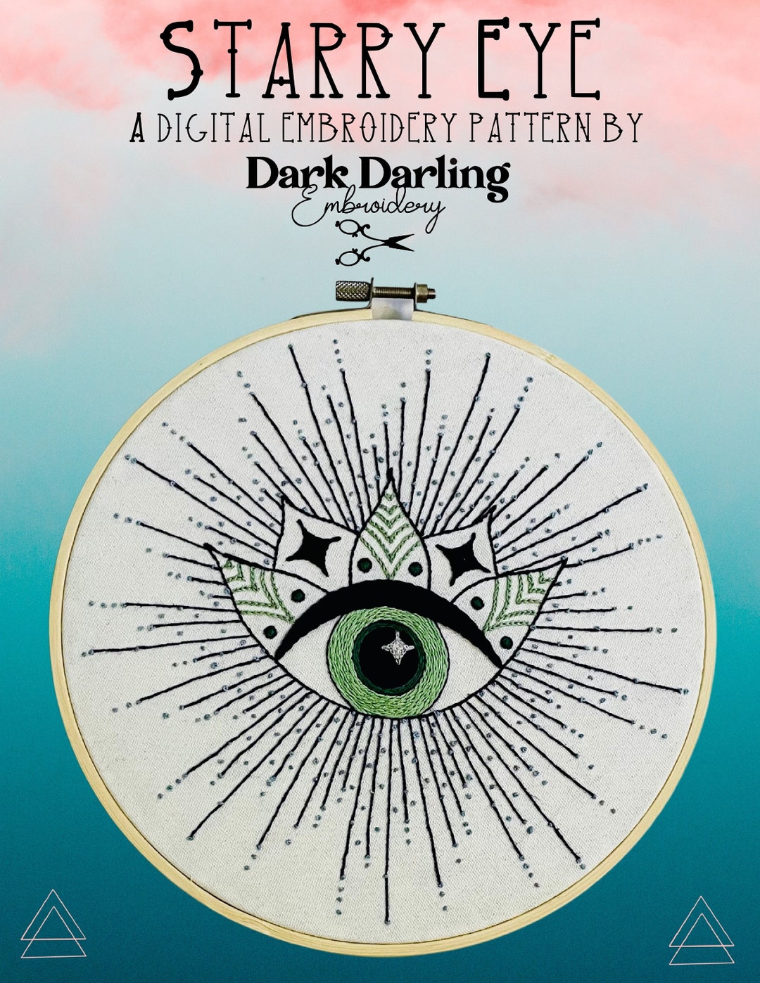 STARRY EYE Embroidery Pattern Digital - Witchy Mystic Evil Eye Wall Art ...