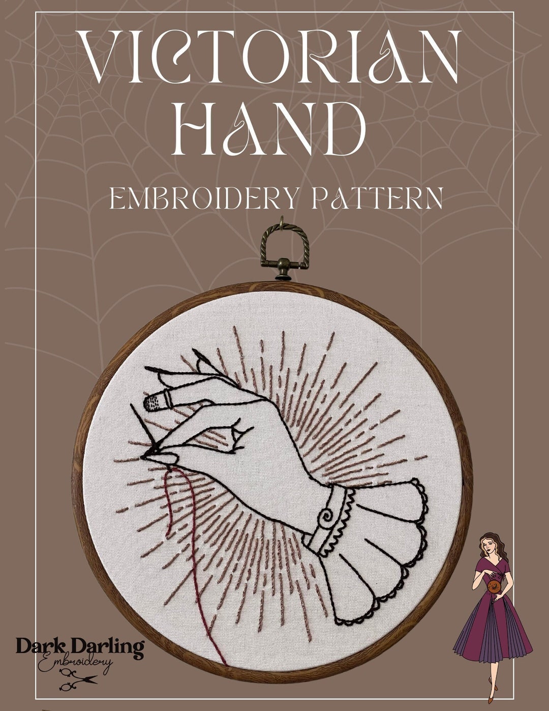 Victorian Sewing Hand Embroidery Pattern - Gothic Tattoo Style Needle ...