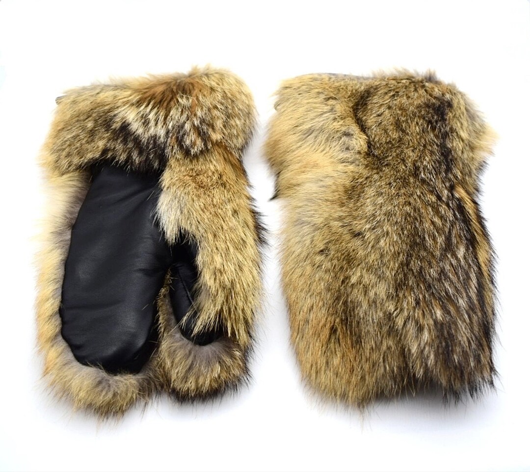 Winter Long Men's Coyote Fur Mittens - Etsy