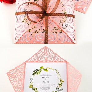 Lace Four Fold SVG Elegant Wedding Invitations Template Printable ...