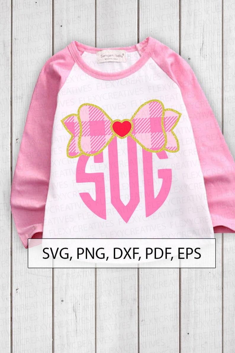 Plaid Bow Monogram Shirt SVG Shirt Vector Cut File Women - Etsy
