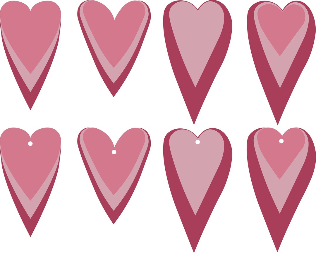 Stack Heart Earrings SVG Shape Hearts Valentine Pendant Svg - Etsy