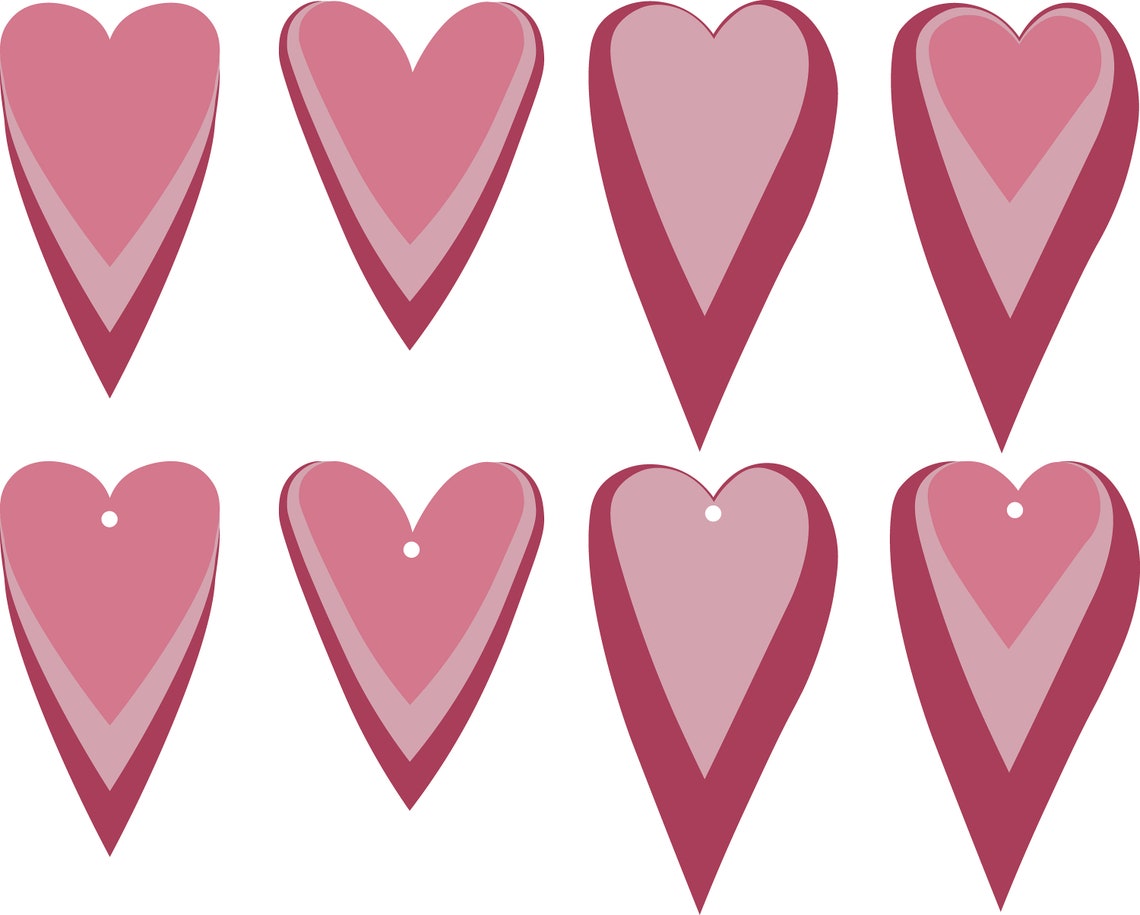 Stack Heart Earrings SVG Shape Hearts Valentine Pendant Svg - Etsy
