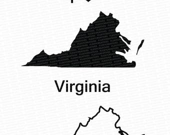 Virginia Map Clipart - Etsy