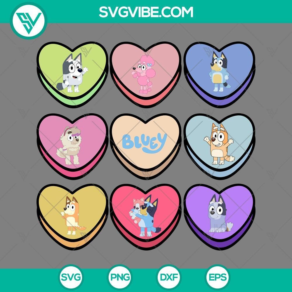Bluey Conversation Hearts Svg File, Bluey Valentine Svg Files, Bluey ...