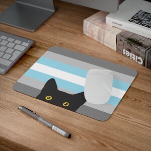 Peeking Cat in Demiboy Flag Colors | Rectangle Mouse Pad | Demiboy ...