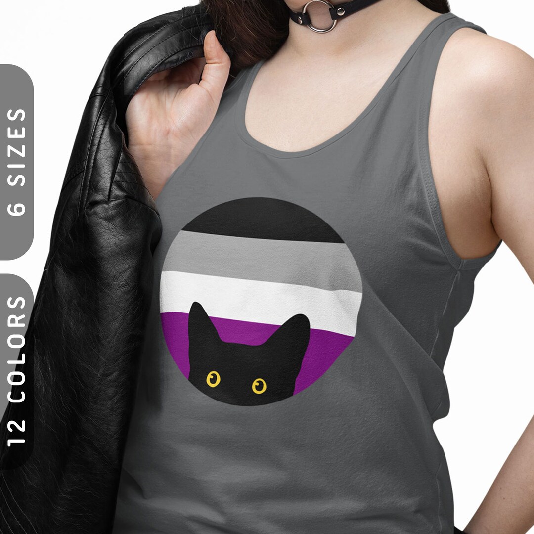 Peeking Cat in Asexual Flag Colors Tank Top LGBTQ Ace Pride Tank Top ...