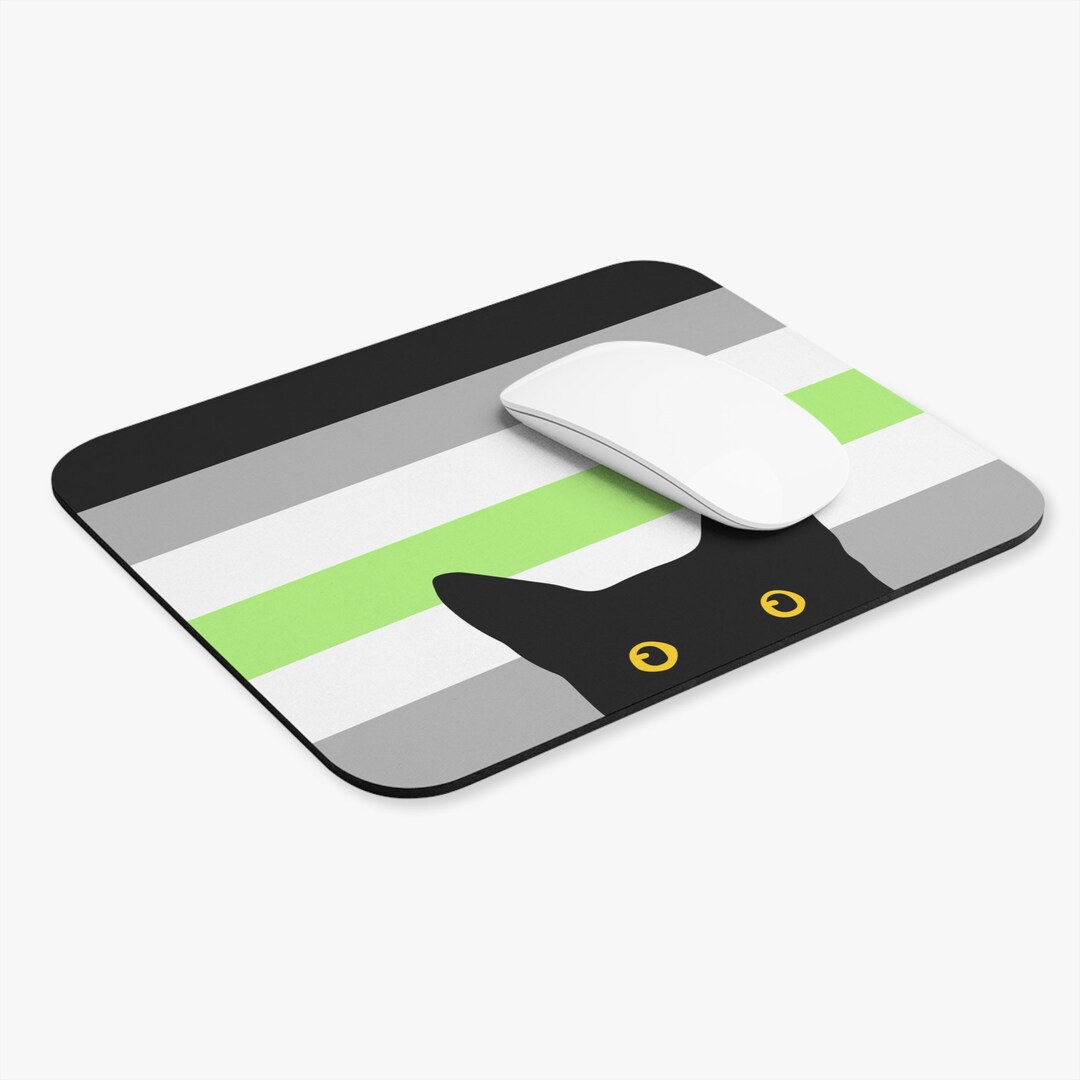 Peeking Cat in Agender Flag Colors Mouse Pad | Rectangle Mouse Pad ...