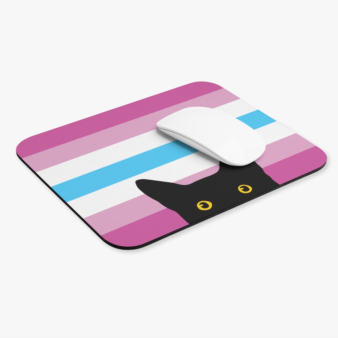 Peeking Cat in Femboy Flag Colors Mouse Pad | Rectangle Mouse Pad | LGBTQ Femboy Pride Mouse Pad ...