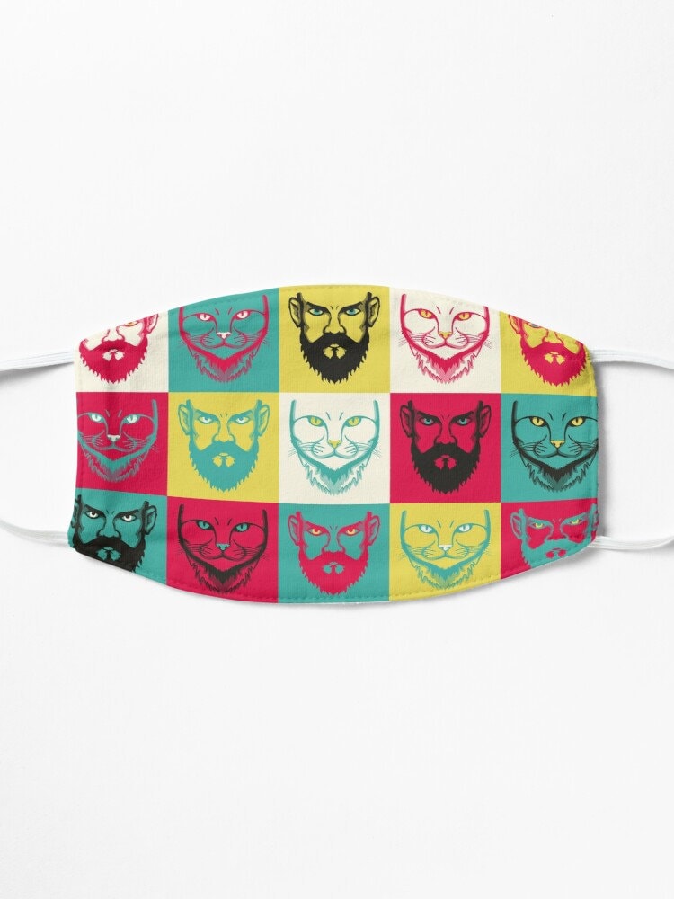 Beards and Cats Pop-art Style Face Mask - Etsy